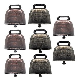 8pcs Metal Cow Bells, Vintage Style Cow Horse Sheep Grazing Copper Bells, Horses and Sheep, Animal Anti-Lost Accessories Bell, Cattle Goat Farm Loud Bronze Bell Long Distance Horse Sheep Iron Bells.