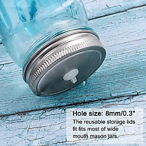 uxcell 2pcs Stainless Steel Wide Mouth Mason Jars Lids with Straw Hole Canning Lids for Drinking & Food Storage