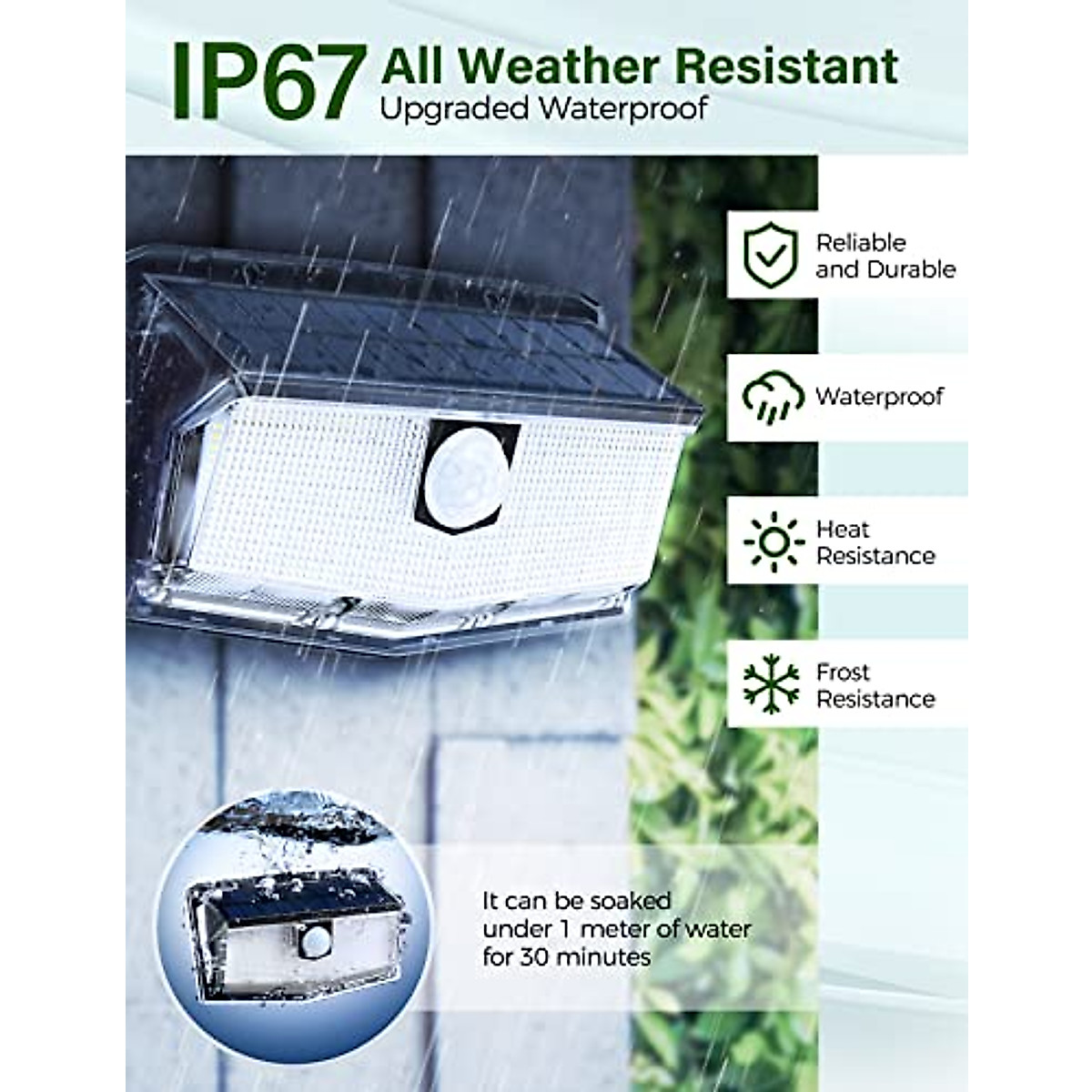 AloftSun 300 LED Solar Lights Outdoor, Big Size IP67 Waterproof 3 Modes 270°Wide Angle Solar Security Wall Lights for Garden, Front Door, Yard, Garage-2 Pack