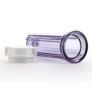 Hydronix HF2-10CLWH38, 10" Clear Housing with White Flat Cap for RO & Filtration Systems, 3/8" Ports