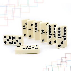 ERLLE Dominos Set Game. Premium Classic 28 Pieces Double Six Domino. Durable Leather Box. Kids, Boys, Girls, Party Favors and Anytime Use. Duoble 6 Dominoes.(PVC Edition)