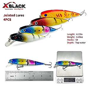 XBLACK Fishing Lures Set, Including Minnow Popper Jointed VIB Shrimp Frogs, Whopper Fishing Lure for Bass Catfish Pike, Baits for Freshwater Saltwater, Fishing Gifts for Men Women(48pcs)