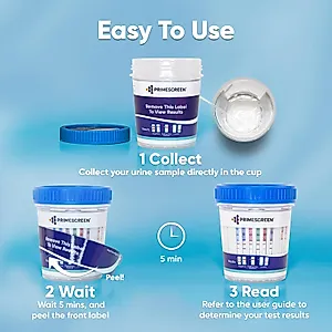 Prime Screen Multi-Drug Urine Test Cup 14 Panel Kit - Test 14 Drugs Including Marijuana (THC),OPI,AMP, BAR, BUP, BZO, COC, mAMP, MDMA, MTD, OXY, PCP, PPX, TCA - [2 Pack]