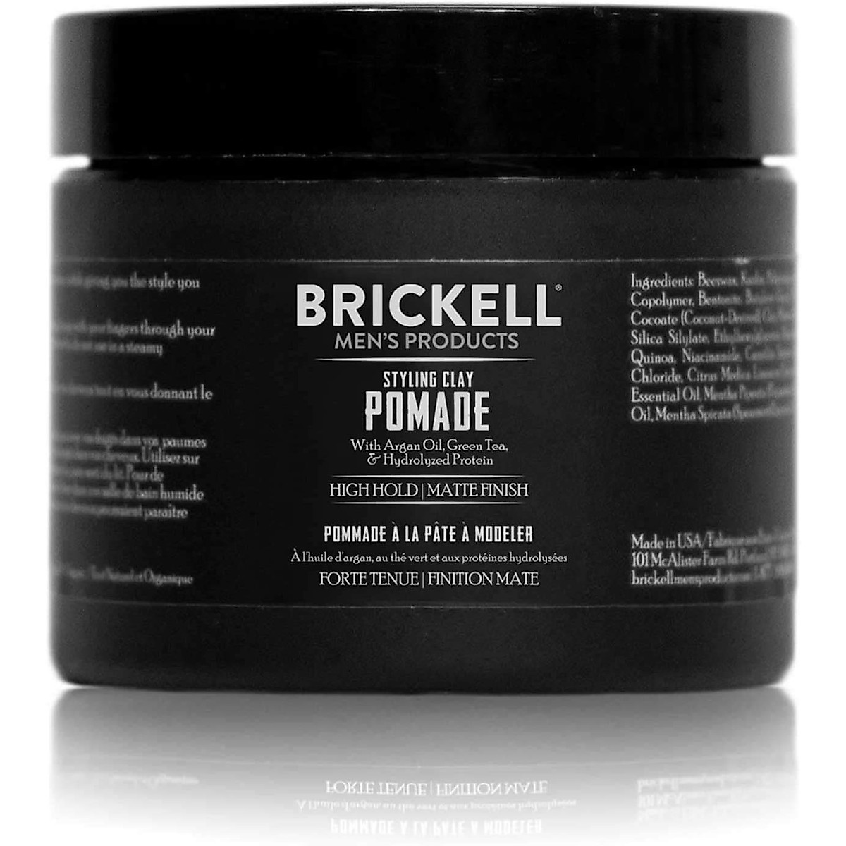 Brickell Men's Products Hair Styling Clay Pomade For Men, Natural & Organic with Strong Hold & Matte Finish, Product for Modern Hairstyles, 2 Ounces, Scented