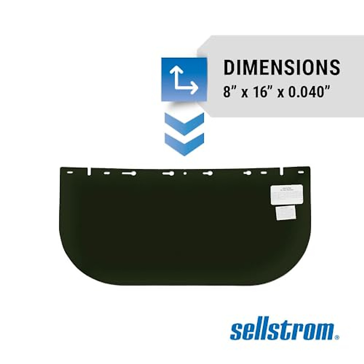 Sellstrom Face Shield Replacement Window for 390 Series Safety Face Shields, 8"x16"x 0.04", Uncoated Acetate, Dark Green Tint, S35120