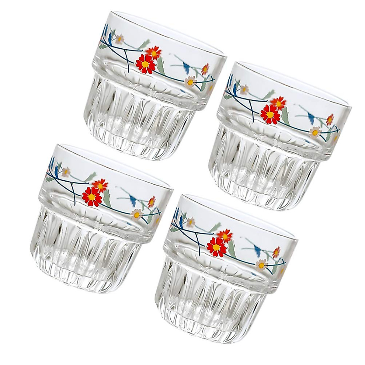 Hemoton 4PCS Romantic Water Glasses Drinking Glasses Tumblers Vintage Glassware for Juice Beverage Beer Cocktail Red