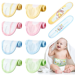 SATINIOR 8 Pcs Baby Belly Button Band Cartoon Baby Umbilical Cord Belly Band Infant Protector Soft Newborn Navel Belt for Babies 0-12 Months, 2 Styles