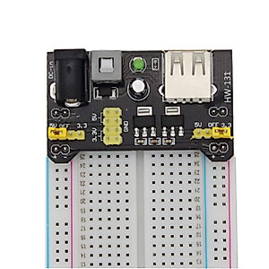 Electronics Basic Component Starter Kit with Breadboard Power Supply Jumper Wires Resistors Capacitors LED Compatible with Arduino Raspberry Pi Prototype