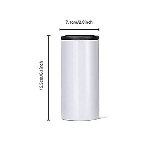 PYD Life 4 Pack 12oz Sublimation Slim Skinny White Stainless Steel Can Cooler,Sublimation Skinny Can Cooler,Sublimation Tumbler,Beer Can Cooler,Beer Holder,Vinly Gifts