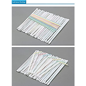 500 Pcs 8.27 Inch Colorful Flexible Plastic Drinking Straws,Individually Wrapped , Bendable,Disposable,Thick Straw for Party, for Use with Any Jumbo Cup or Water Bottle,BAP Free, Dia 0.24inch