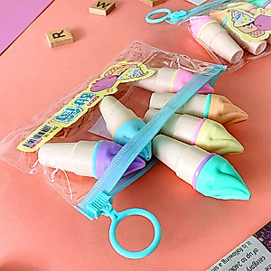 6pcs Cute Mini Highlighter Pen Ice Cream Shape Fluorescent Marker Pens Fluorescent Marker Pen