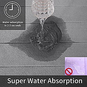 Yimobra Memory Foam Bath Mat Set, Non Slip Super Water Absorption Soft Bathroom Rugs, Thick, Dry Fast, Machine Washable for Bathroom Floor Mat, 17x24+31.5x19.8 Inches, Gray