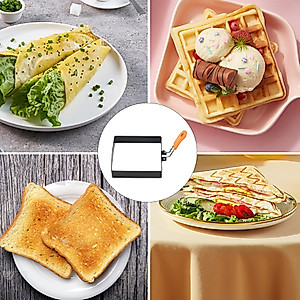 Egg Ring Egg Pan 2PCS Non-stick 4 Inch Square Egg Rings for Frying Eggs with Silicone Handle, Stainless Steel Square Egg Mold for Breakfast Type1