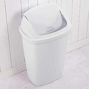 Sterilite 10888004 13.2 Gallon/50 Liter SwingTop Wastebasket, White, 4-Pack