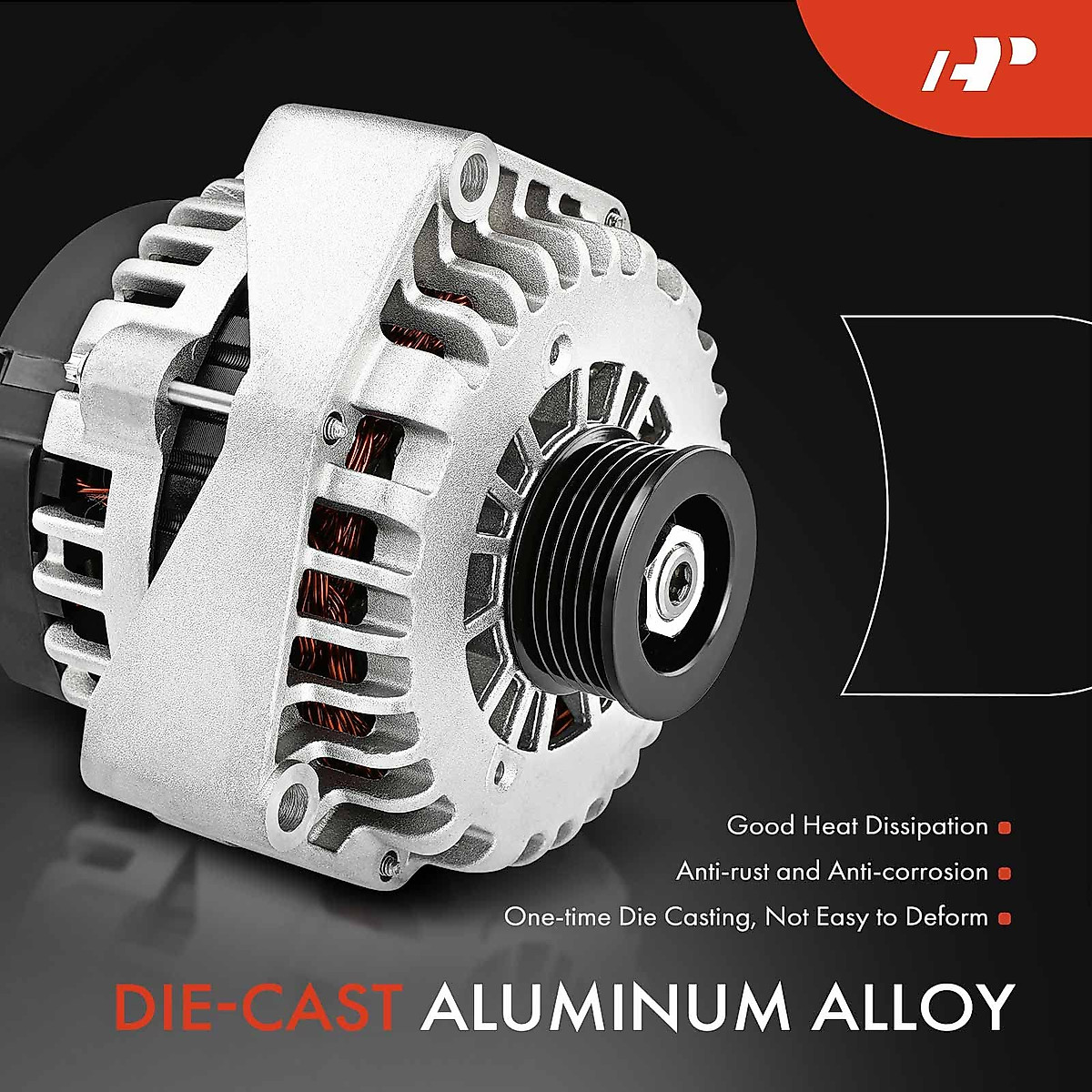 A-Premium Alternator Compatible with Dodge Grand Caravan & Chrysler Town & Country 2001-2007, Voyager 2001-2003, 3.3L 3.8L, 140Amp 12V CW 6-Groove Clutch Pulley, Replace# AND0293, VND0293