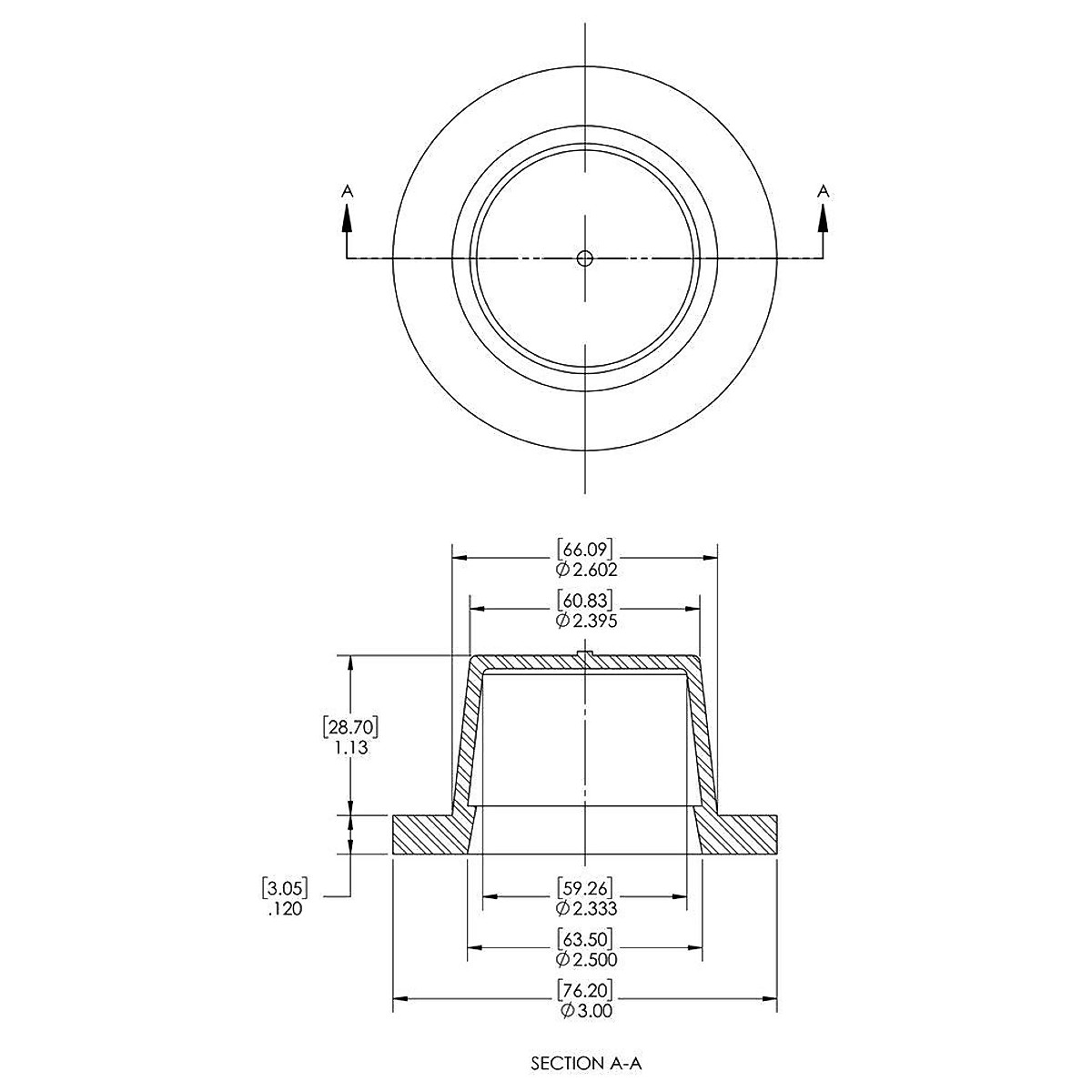 Caplugs WW-250 WW Series – Plastic Tapered Cap & Plug with Wide Thick Flange, 100 Pack, Yellow LD-PE, Cap OD 2.333" x Plug ID 2.602" Threaded and Non-Threaded Protection, Masking (99191403)