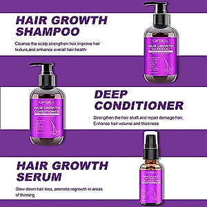 Hair Growth Shampoo and Conditioner Set W/Rosemary Oil Hair Growth Serum,Biotin Argan Oil Castor Oil Coconut Keratin Shampoo for Thinning Hair and Hair Loss,Deep Conditioner for Dry Damaged Curly Hair