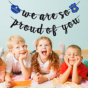 We are so Proud of You Banner, Police Academy Graduation Banner, Congrats Officer, NO-DIY Police Retirement Banner, Glitter Police Birthday Party Decorations