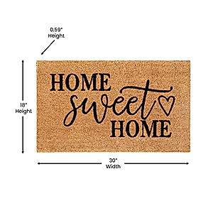 Flash Furniture Harbold Indoor/Outdoor Coir Doormat - Natural Background with Black Home Sweet Home Message - 18" x 30" - Non-Slip Backing