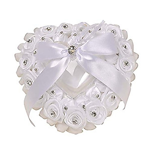 Amosfun Ring Bearer Heart Shape Bride Ring Cushion Ring Pillow for Wedding Engagement Ceremony Supplies