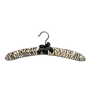 NAHANCO 806-99 15" Tiger Stripe Patterned Plush Padded Hanger with Black Bow and Gold Hook. Pack of 6 (Pack of 6)
