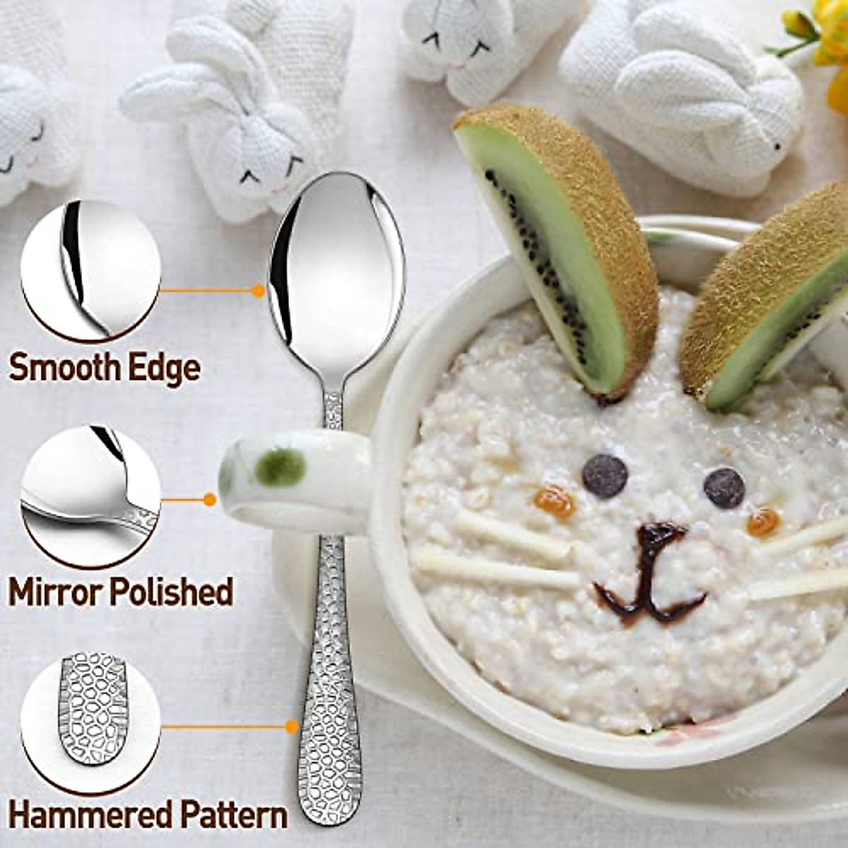 9-Piece Stainless Steel Kids Spoons, HaWare Toddler Flatware, Kids Silverware Preschooler Utensils, Baby Spoons for Self Feeding, Mini Cutlery Set for Home Kitchen School, Healthy and Dishwasher Safe