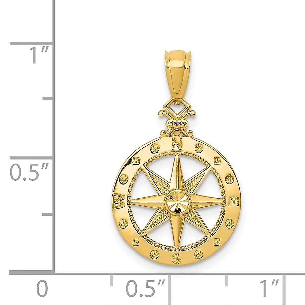 Diamond2Deal 14k Yellow Gold Polished Compass Pendant for Women