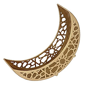 Ramadan Food Tray, Ramadan Tray Moon Shape Large Capacity 11.8x8.3x3.1in Decorative Iron Serving Tray for Islam Muslim Eid Holiday