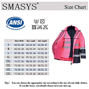 SMASYS Safety High Visibility Oxford 6 in 1 Reflective Jacket Insulated Parka, ANSI Class 3, Construction Protective Workwear
