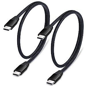 Short USB C to USB C Cable, Besgoods 1.5ft USB 2.0 Type C Charger Fast Charging & Data Transfer Braided Cord Compatible with Samsung Galaxy S22 Ultra/S21/S20/A53/Note10,Pixel 6/5,iPad -2Pack,Black