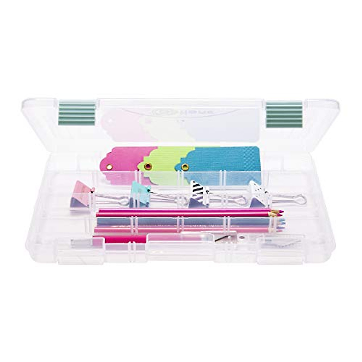 Medium Thin Utility Organizer with Adjustable Dividers | Transparent Organization Box For Small Parts, Batteries, & Jewelry Storage