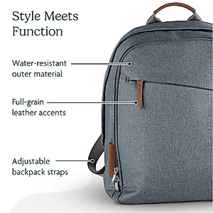 UPPAbaby Changing Backpack/Multiple Storage Compartments/Stroller Strap Attachment/Bottle Insulator and Changing Pad Included/Greyson (Charcoal Mélange/Saddle Leather)