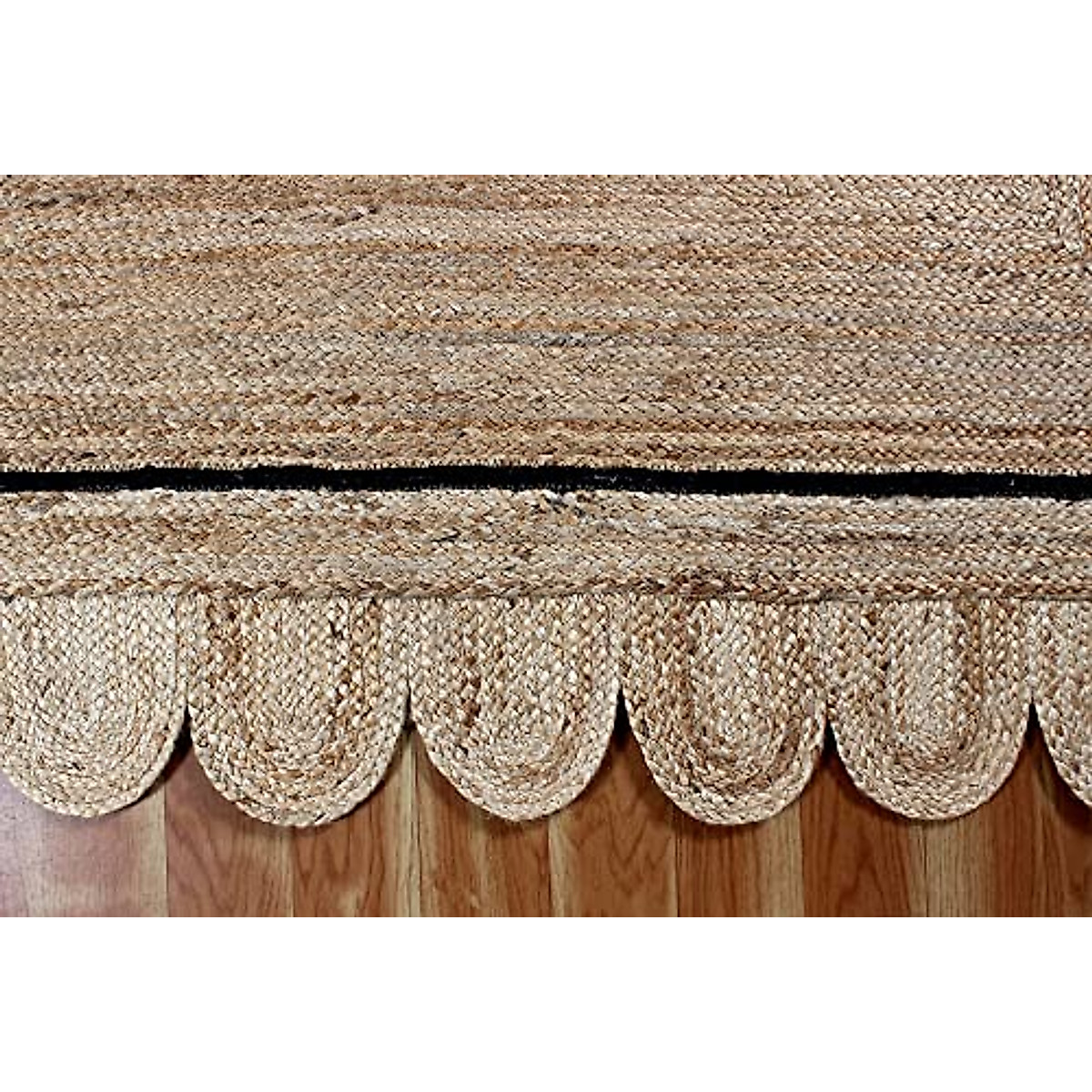 CASAVANI Hand Braided Rag Rug Geometric Beige & Black Jute Rug Best Uses for Hallway Enterway Best Uses for Bedroom,Dining Room,Entertainment Room 4x6 Feet