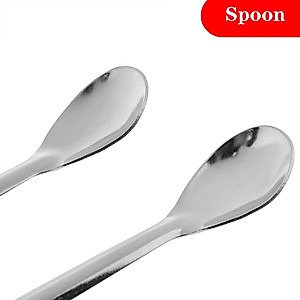 Lab Spoon Spatula MTQY 5PCS 2 in 1 430 Stainless Steel Lab Spoons with Flat Spatula Laboratory Sampling Spoon for Powders Gel Cap Filler Mixing Spatula