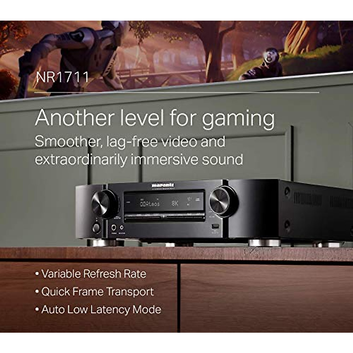 Marantz NR1711 Slim 7.2Ch 8K Ultra HD AV Receiver with HEOS Built-in (Renewed)