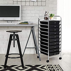BestComfort Rolling Storage Cart with 10 Drawers, Mobile Utility Cart Storage Organizer with Lockable Casters, Multipurpose Storage Organizer Cart for School Office Home Beauty Salon