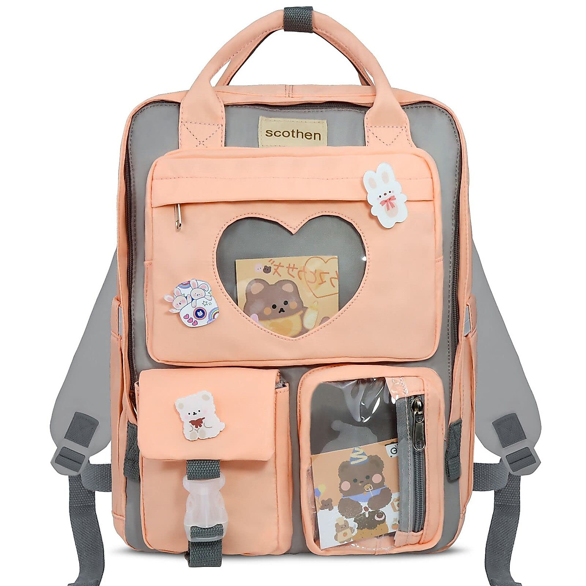 Kawaii Pin Display Backpack with Cute Pins - Cute Aesthetic Bookbag for Teen Girls & Elementary Middle School Girls
