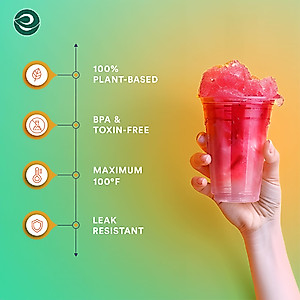 ECO SOUL 100% Clear Compostable Party Cups | (50 Count, 12 oz) | Disposable | Biodegradable | Plant Based Eco-friendly Alternative to Paper & Plastic Cups | BPI Certified | For Weddings & Gatherings