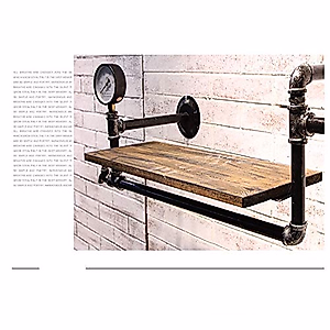OTUGARE Industrial Pipe Clothing Rack, wall hanging clothes rack, Wood Garment Pipeline Rack for clothing shop and family