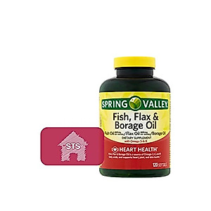 Spring Valley Fish, Flaxseed, Borage Oil, Omega 3-6-9, 120 Softgels + STS Fridge Magnet.