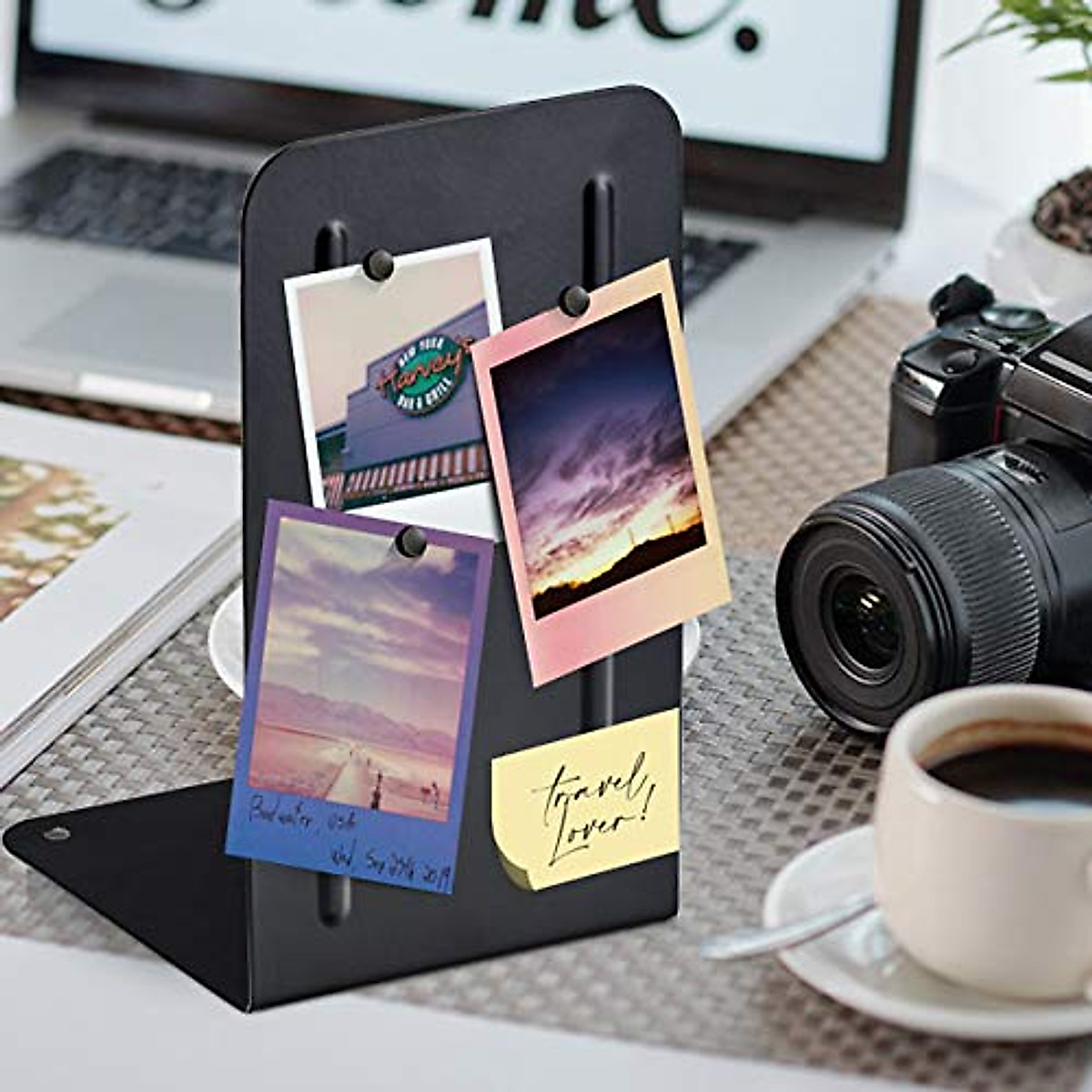 Acrimet Premium Metal Bookends (Heavy Duty) (Black Color) (1 Pair)