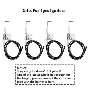 Hisencn Stainless Steel Burner Pipe Tube, Heat Plate Shield Tent, Igniter Electrode Repair KIT Replacement for Kitchen Aid 720-0733A, 720-0745, 720-0745B 4 Burner Gas Grill Models