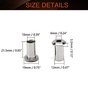 MroMax M10x21.5mm Nickel Plated Iron Insert Nut Rivet Hex Socket Head Nuts Screw Post Mounting for Furniture Installation Silver Tone 10Pcs