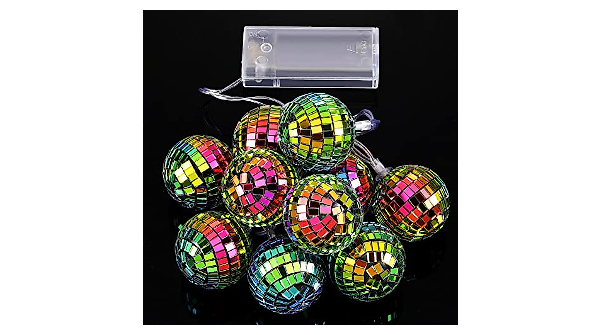 10 LED Disco Ball String Lights Decorations Mirror Disco Ball Ornaments ...