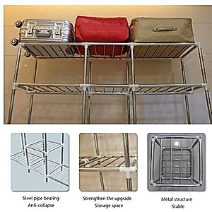 SHAWLA Shoe Rack, Shoe Rack, Wardrobe Portable Closet for Bedroom, Shelves Fabric Foldable Closet Storage Organizer Easy to Assemble for Clothes Shoes,Stripe 110x45x165CM (Town)