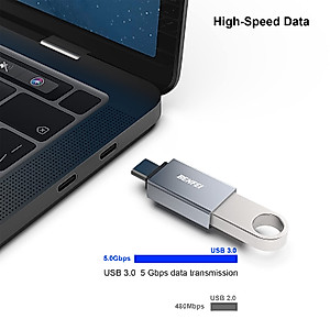 BENFEI USB C to USB 3.0 Adapter, 3 Pack USB C to A Male to Female Adapter Compatible with iPhone 15 Pro/Max, MacBook Pro/Air 2023, iPad Pro, iMac, S23, XPS 17, Surface Book 3 and More - Gray