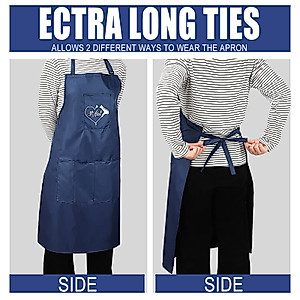 Janmercy 4 Pcs Hair Stylist Apron with 4 Pockets Waterproof Salon Aprons for Hairdresser Cosmetologist Apron (Black, Dark Blue)