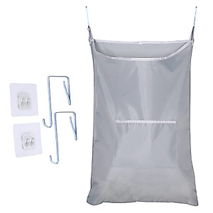 Over the Door Hanging Laundry Hamper, Laigoo Laundry Bag with 2 Hooks, Clothes Organizer Space-Saving Gray