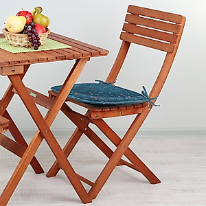 Ambesonne Winter Chair Seating Cushion Set of 4, Orange Birds on Leafless Tree Branches Snowy Woods Nature, Anti-Slip Seat Padding for Kitchen & Patio, 16"x16", Petrol Blue Orange White