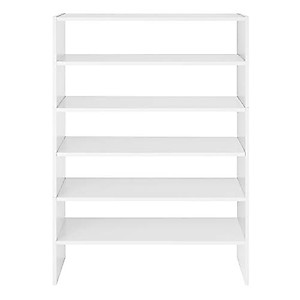 Whitmor Wood Stackable 2-Shelf Shoe Rack, White, 24 inches